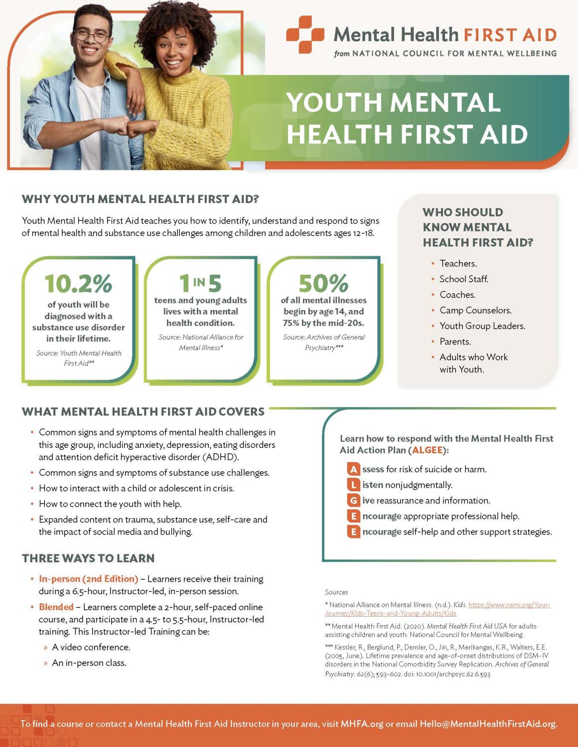 Youth Mental Health First Aid (YMHFA) Certification for Youth Education and Engagement ...